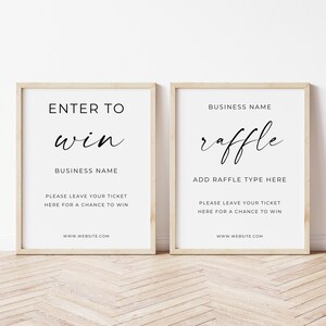 Editable Raffle Sign, Minimalist Enter to Win, Printable Business Prize ...