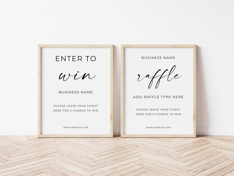 Editable Raffle Sign, Minimalist Enter to Win, Printable Business Prize ...