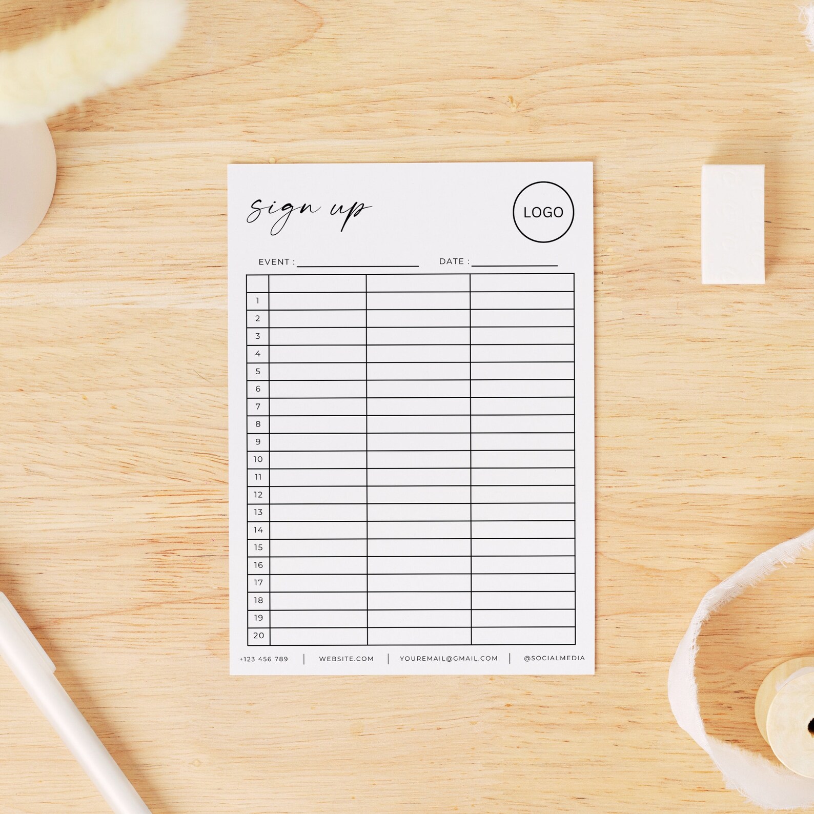 Sign up Sheet Canva, Event Sign up Sheet PDF, Printable Sign up Form ...