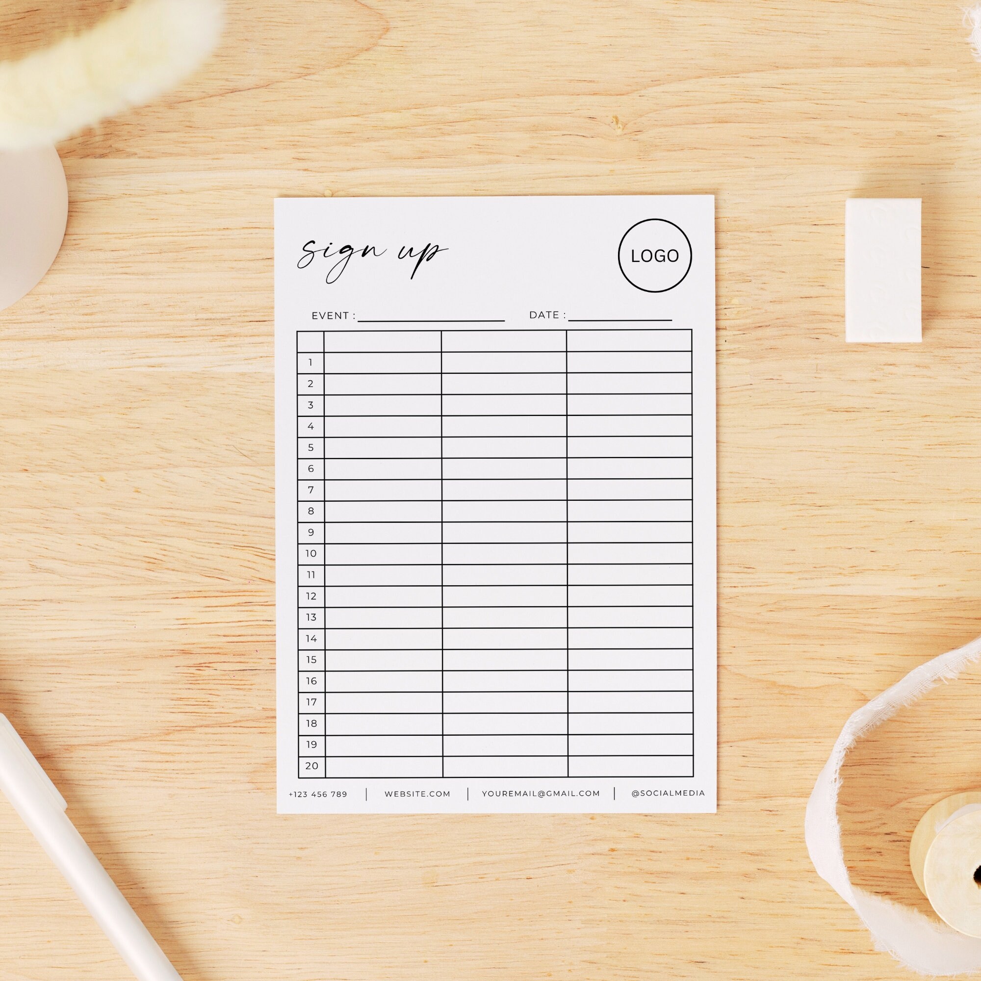 Sign up Sheet Canva, Event Sign up Sheet PDF, Printable Sign up Form ...