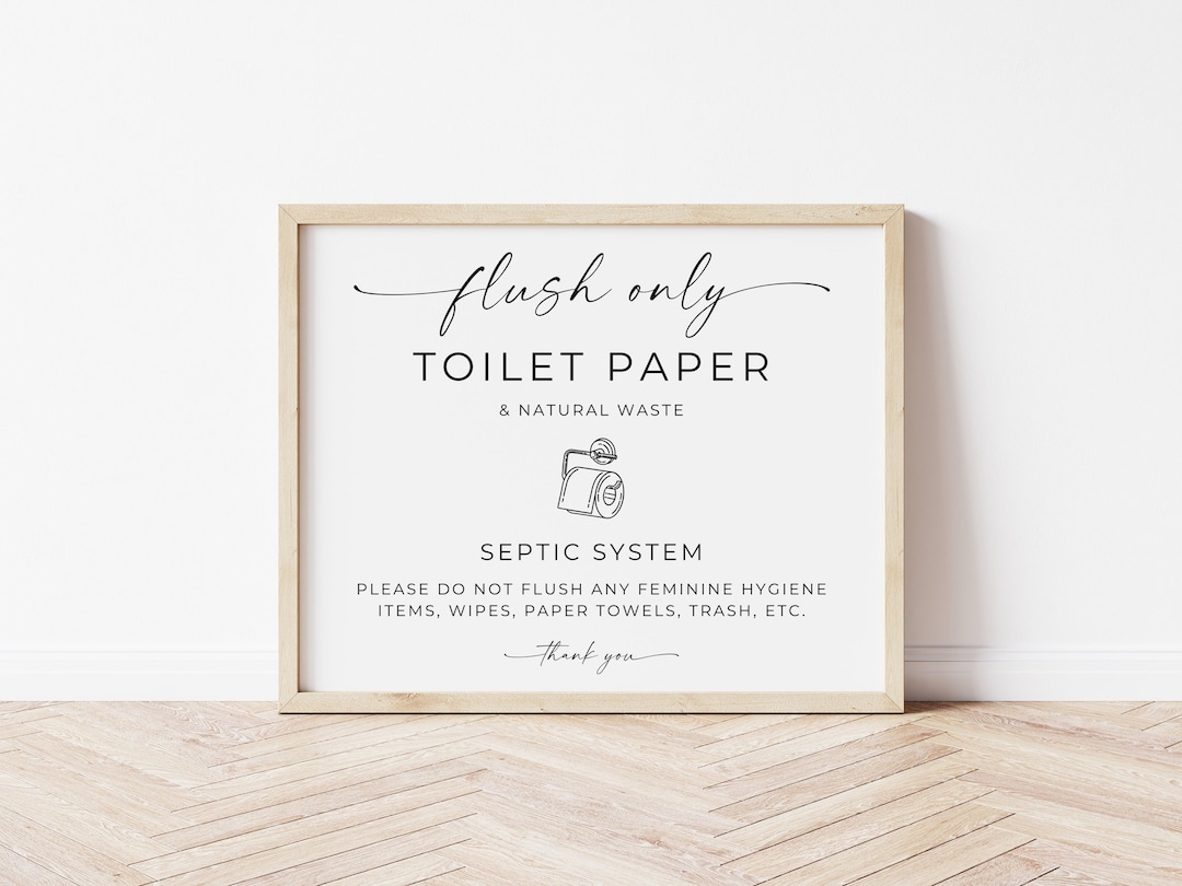 Flush Only Toilet Paper & Natural Waste Sign, Printable Sign for Airbnb ...