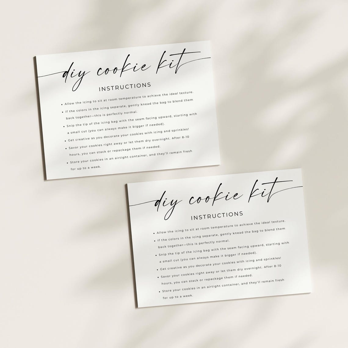 Diy Cookie Kit Instructions, DIY Cookie Box Instructions Card, Cookie ...