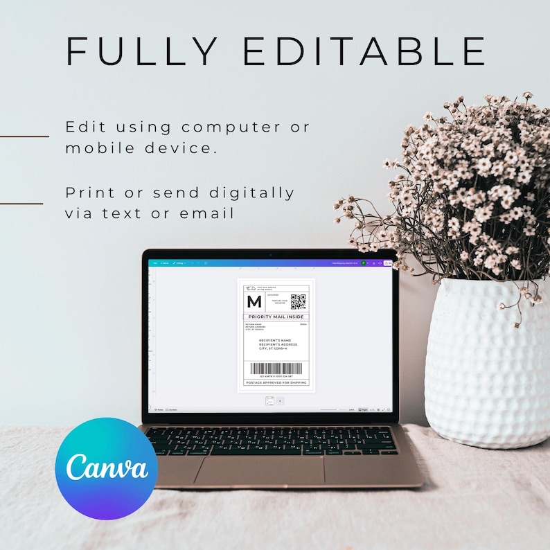 Editable Shipping Label Template: Personalized Mail Label (canva ...