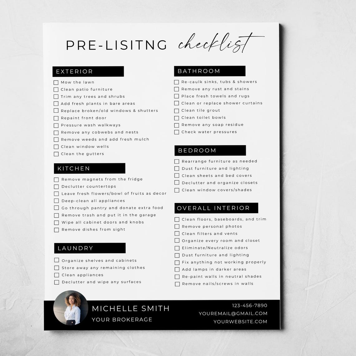 Seller Pre-listing Checklist, Checklist for Home Sellers, Real Estate ...