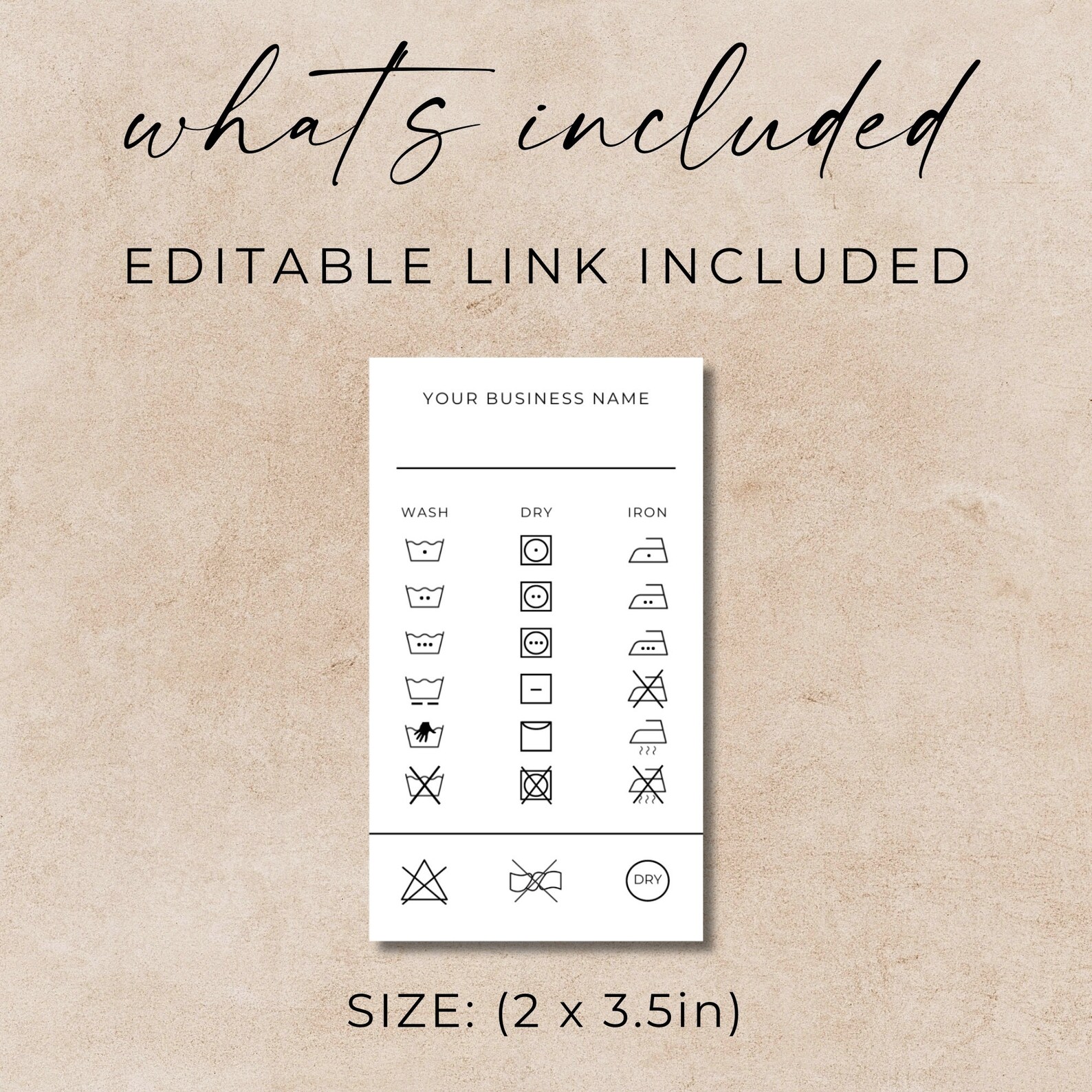 EDITABLE Care Instructions Tag, Maker Labels With Washing Instructions ...