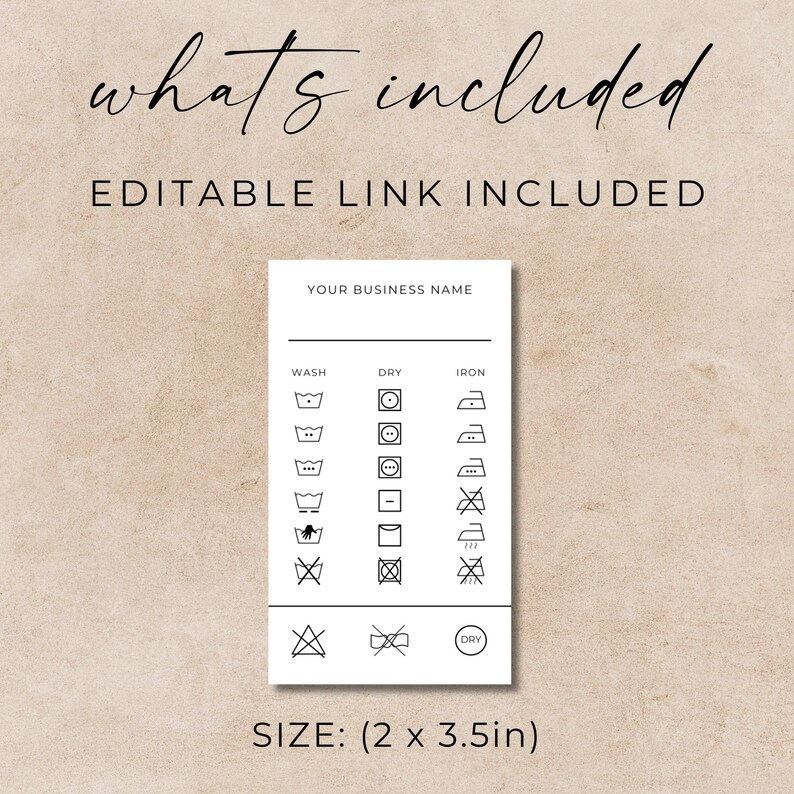 EDITABLE Care Instructions Tag, Maker Labels With Washing Instructions ...