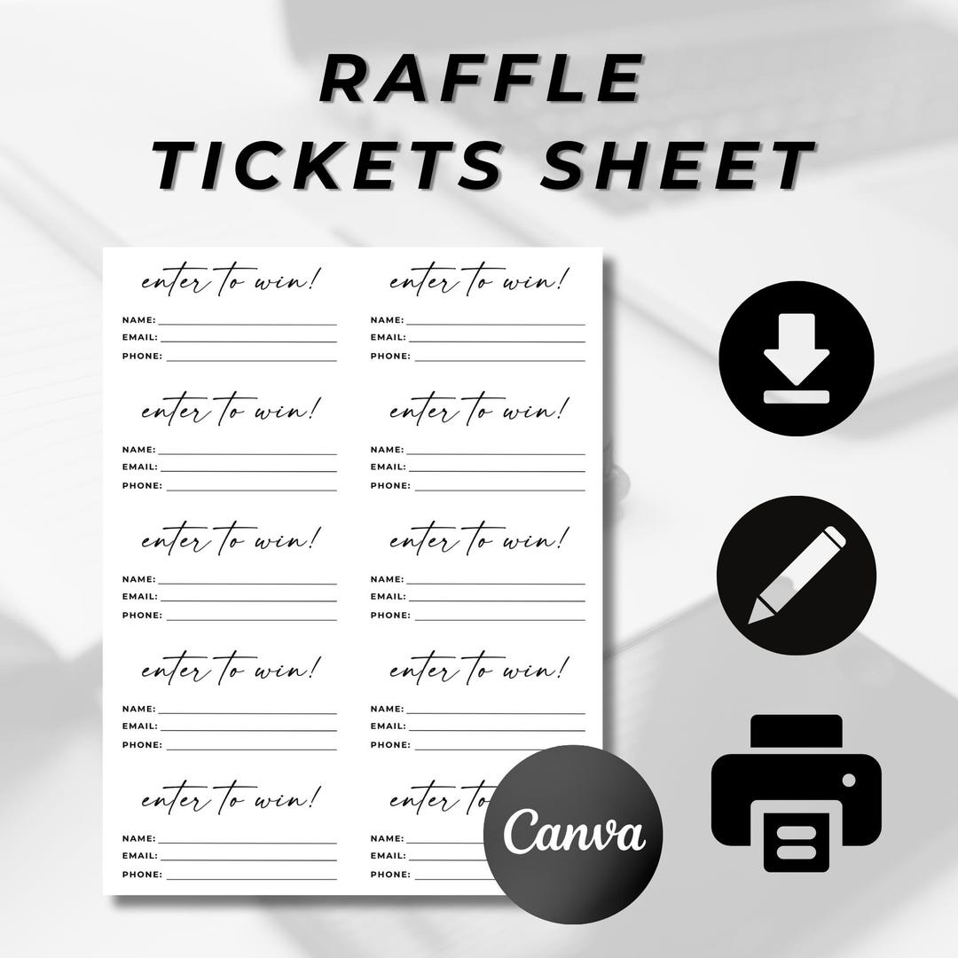 Raffle Ticket Template, Raffle Ticket Form, Enter to Win Ticket ...
