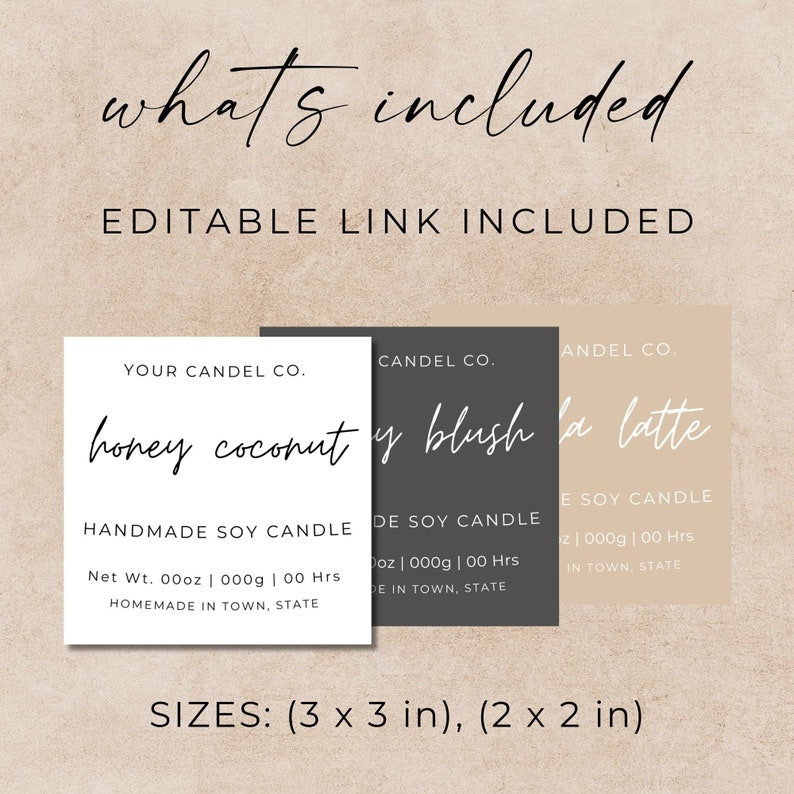 Candle Label Template, Product Labels Template Canva, Printable Candle ...