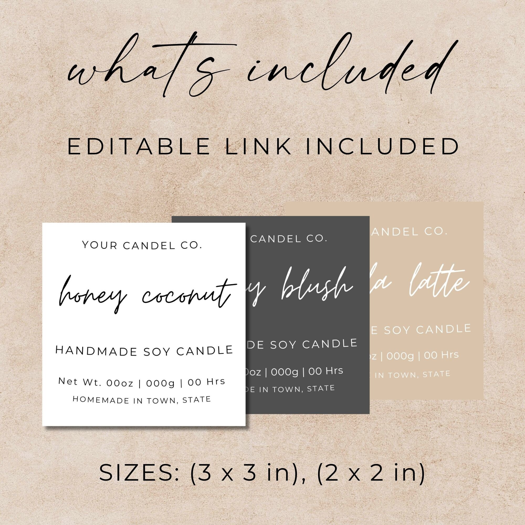 Candle Label Template, Product Labels Template Canva, Printable Candle ...