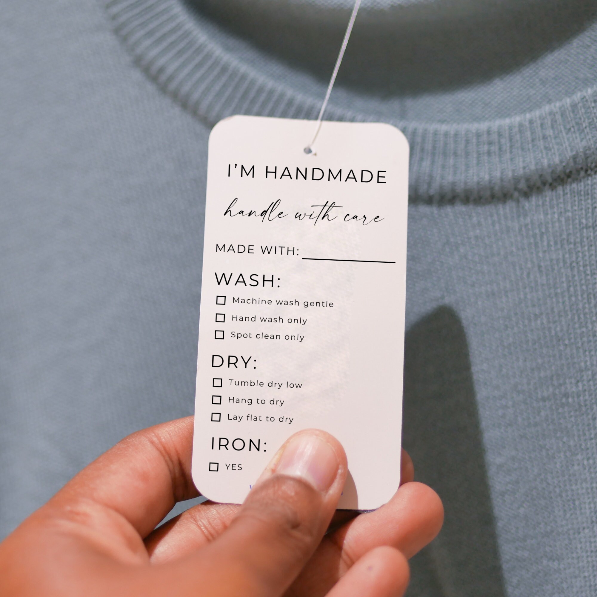 Laundry Care Tags, Handmade Care Cards, Care Instructions for Handmade ...