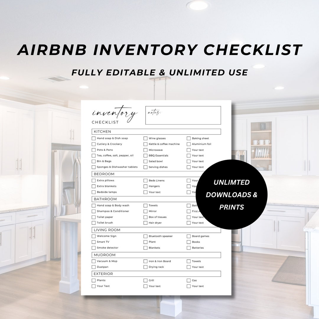 Airbnb Inventory Checklist, Airbnb Inventory List, Vacation Rental ...