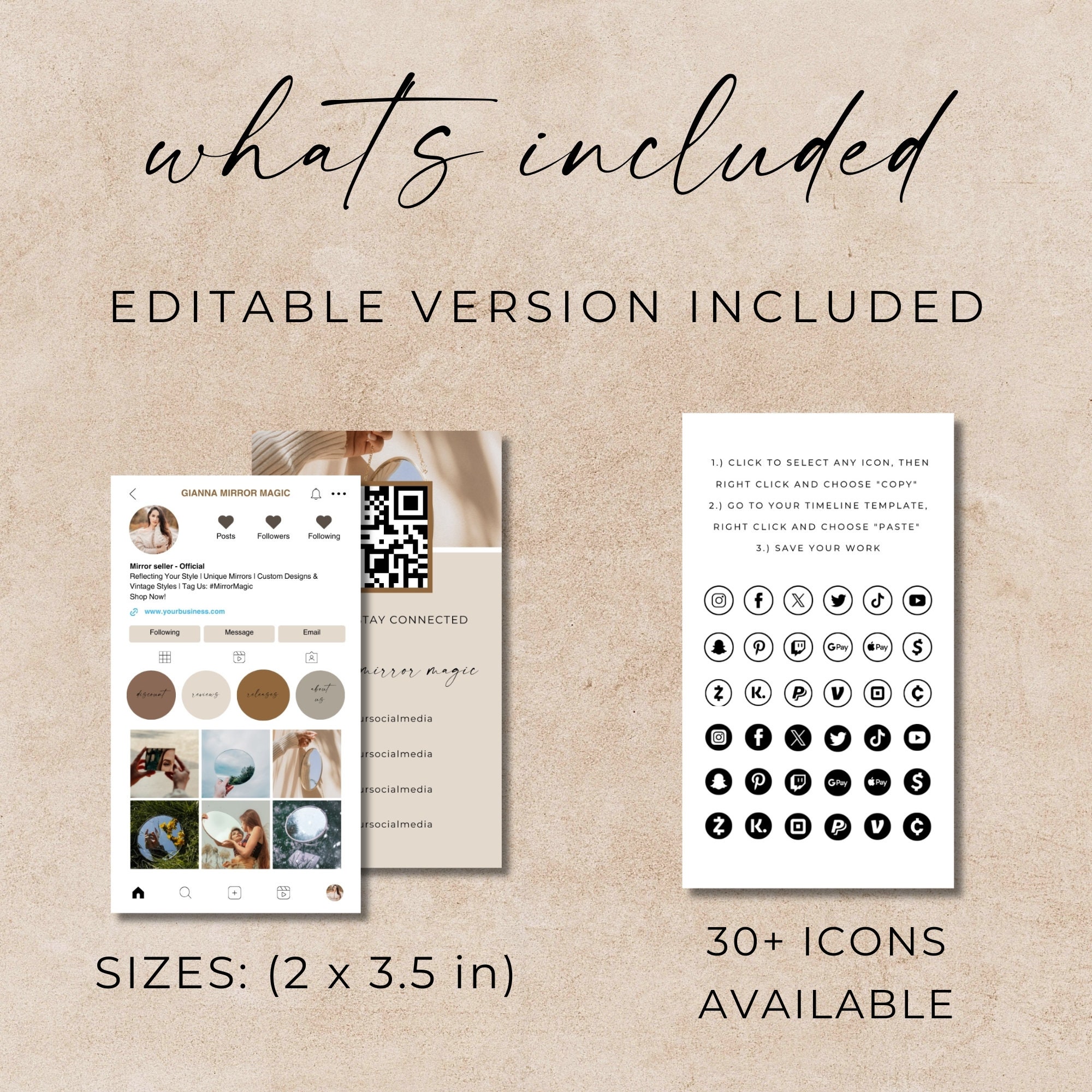 Instagram Profile Business Card, Editable IG Business Card, Business ...