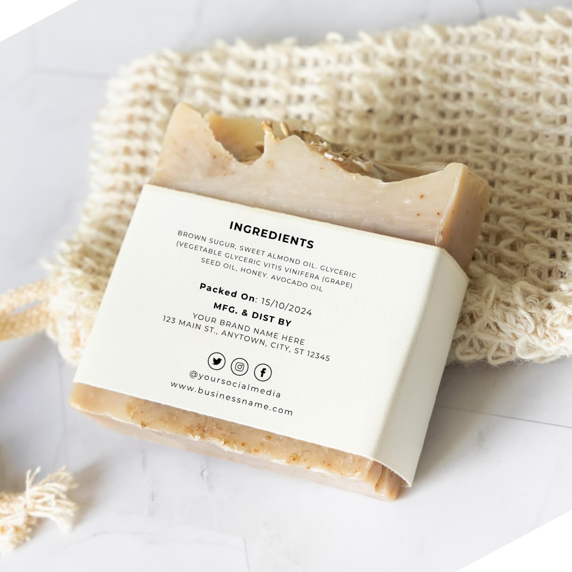 Soap Label Wrap Canva, Handmade Soap Label Template, Packaging for ...