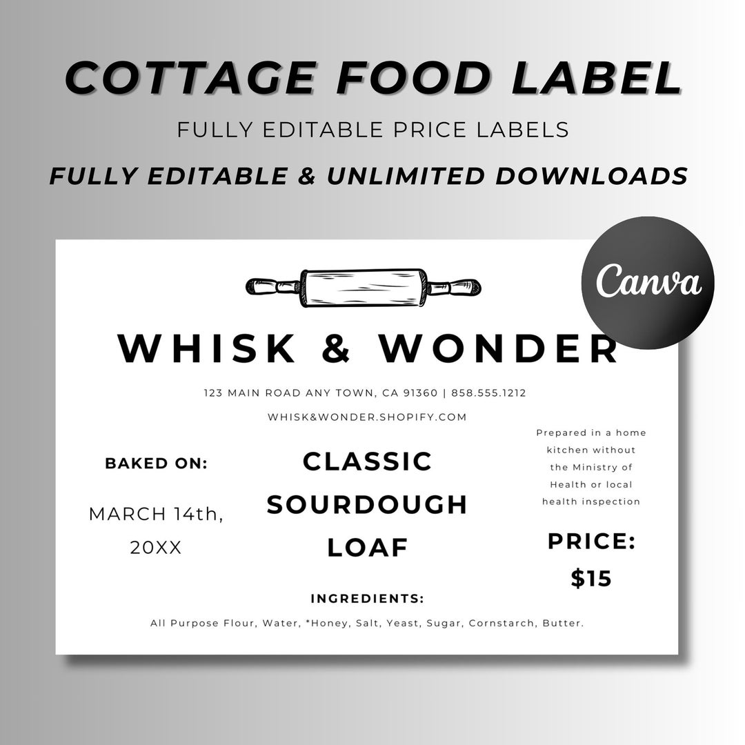 Customizable Ingredient Food Label, Small Business Ingredient Stickers ...