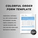 Color Order Form for Small Business, Order Form Editable Template ...