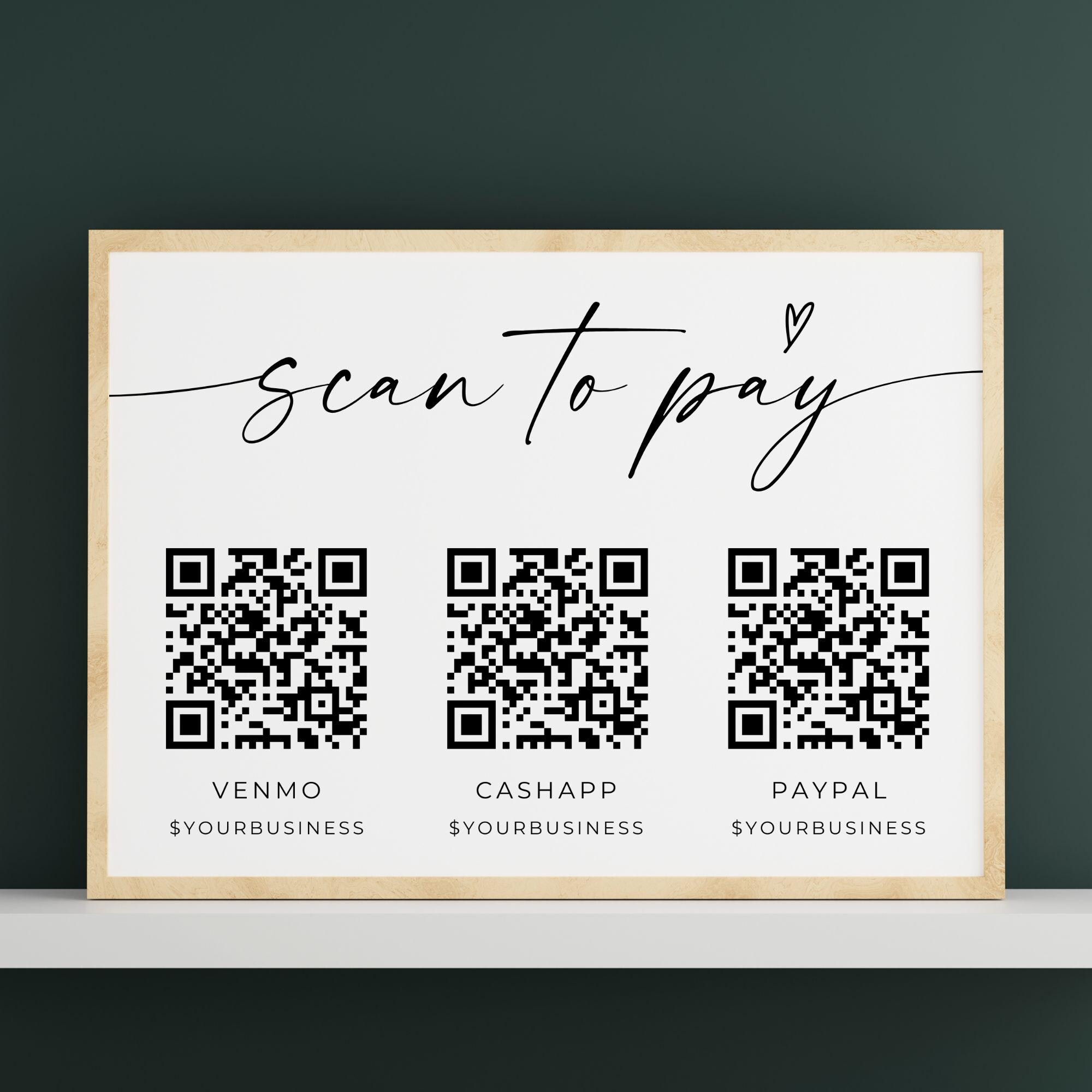 QR Code Sign Business Scan to Pay, Editable QR Code Sign, Small ...