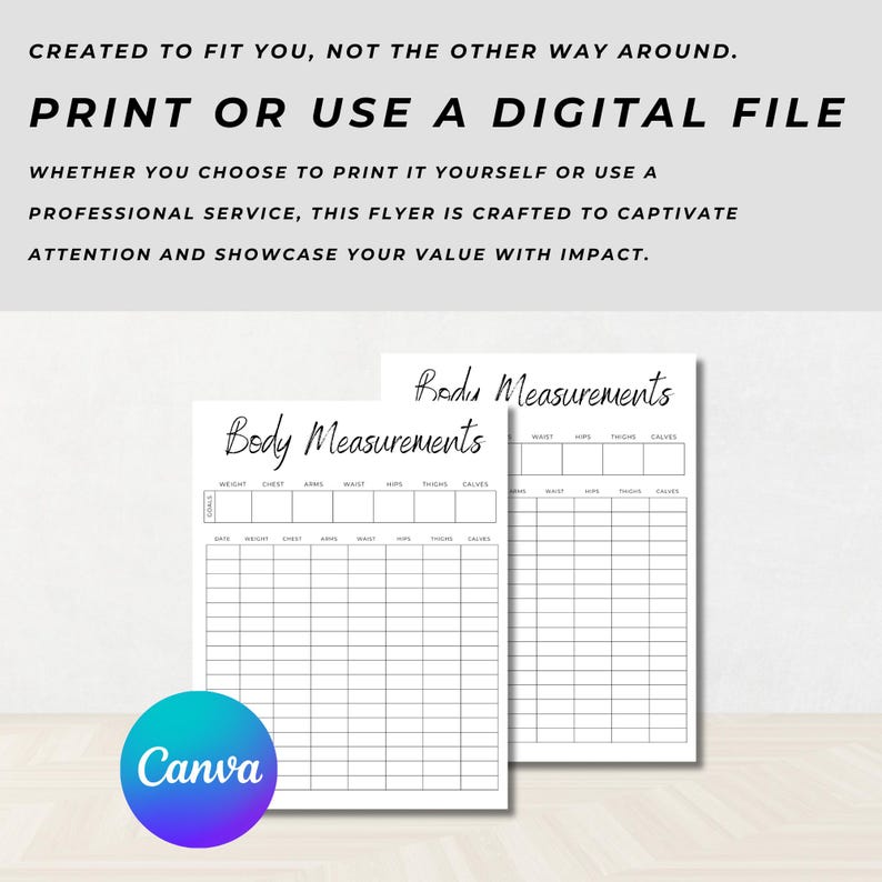 Body Measurements Tracker, Fitness Progress Sheet Template, Body ...