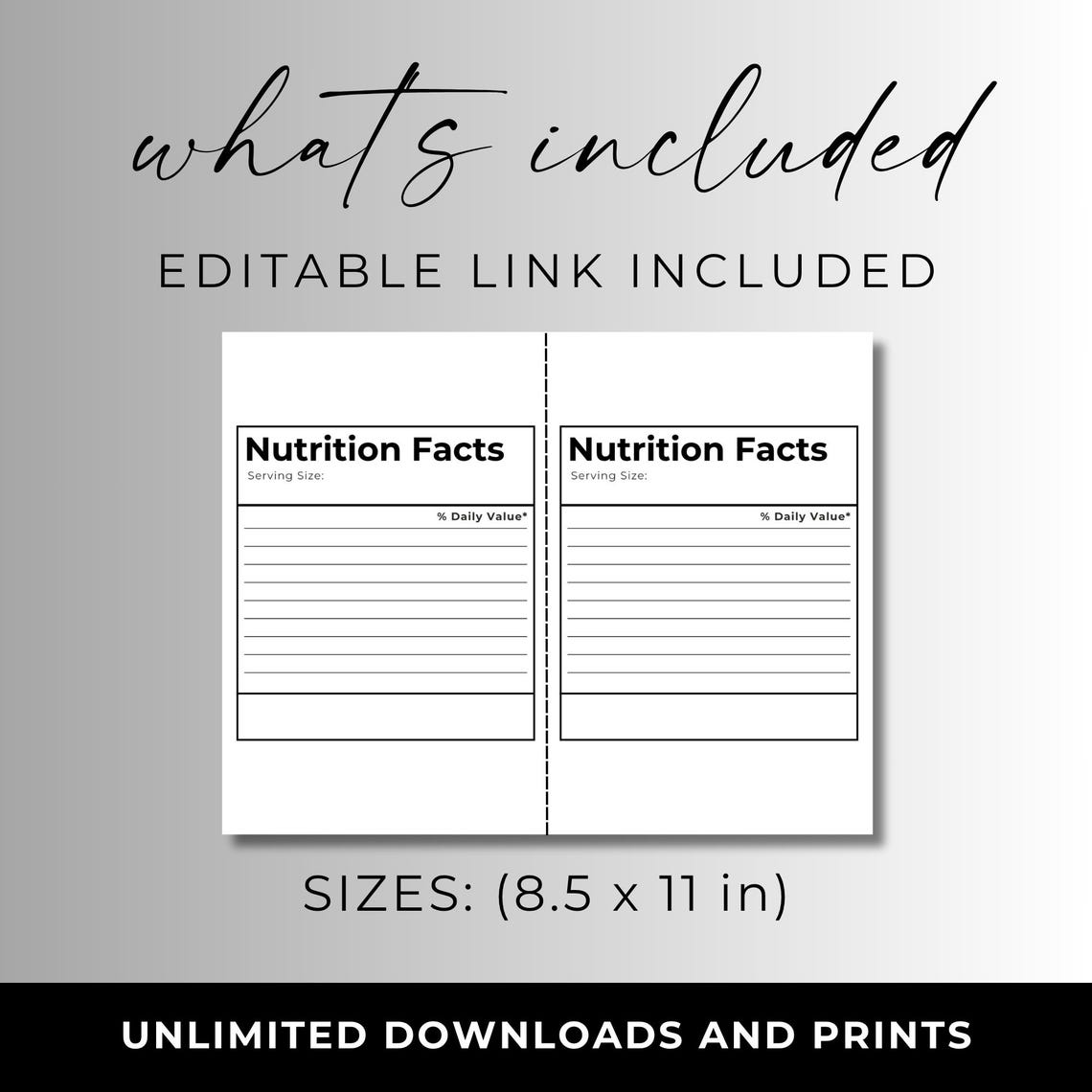 Blank Fillable Nutrition Facts, Nutrition Label Template, Nutritional ...