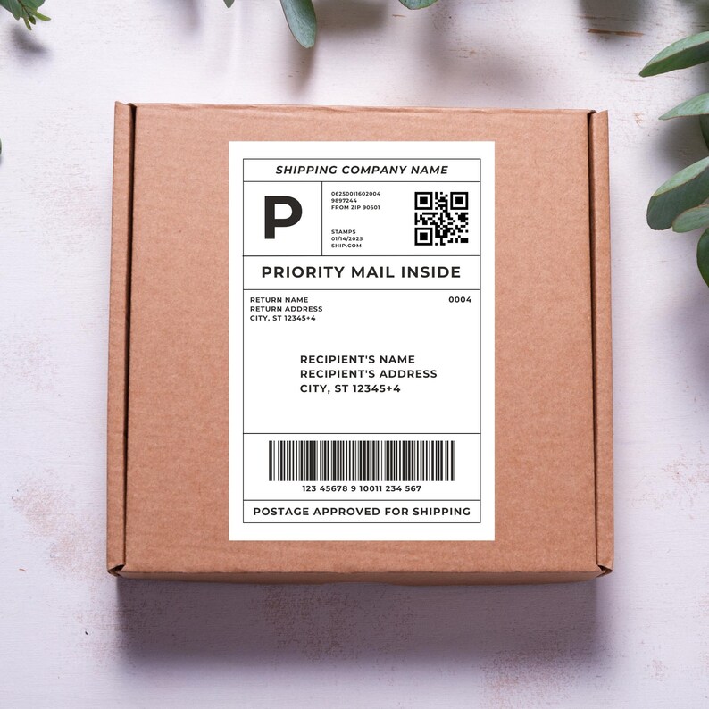 Editable Shipping Label Template: Personalized Mail Label (canva ...