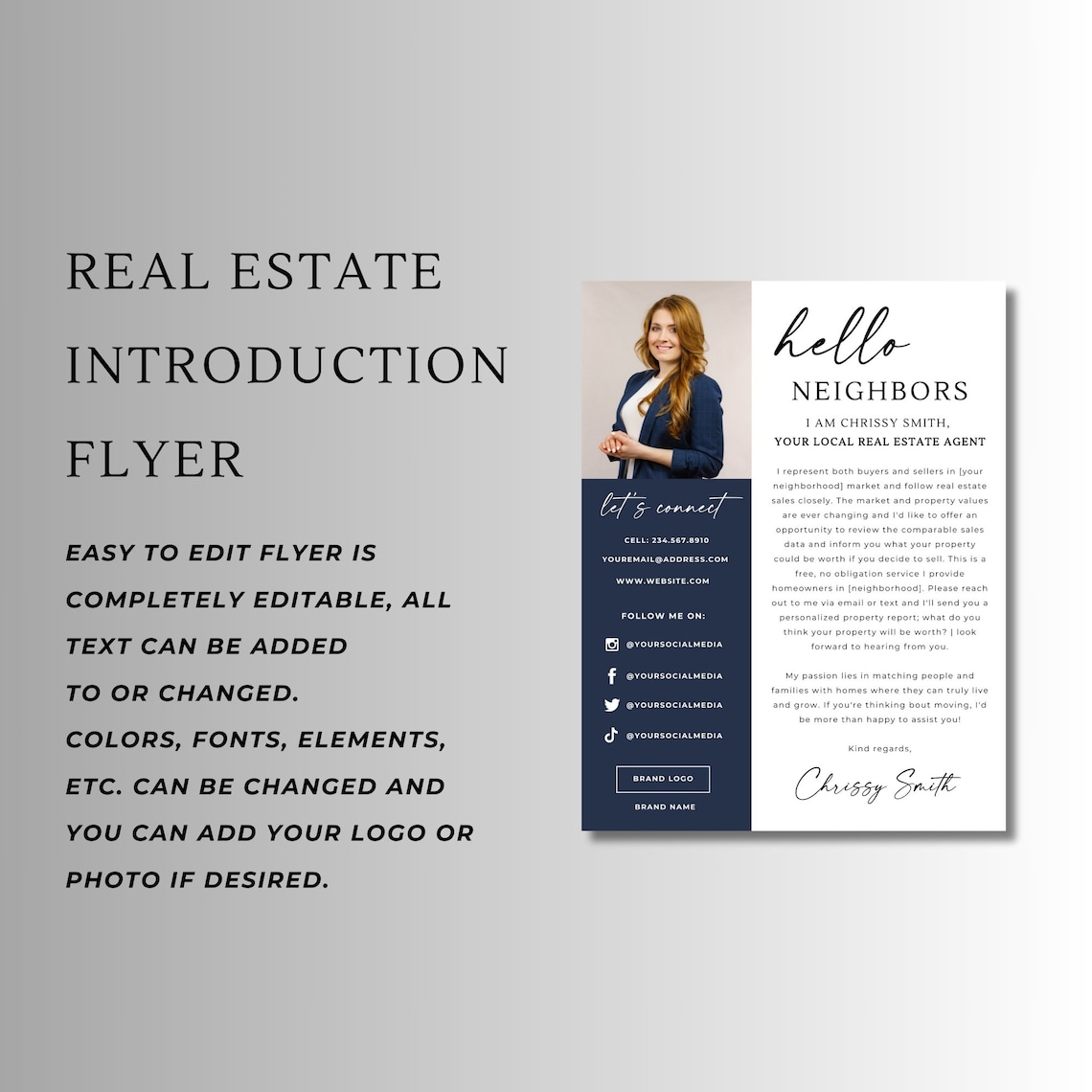 Real Estate Agent Introduction Flyer, Hello Neighbor Letter, New Agent ...