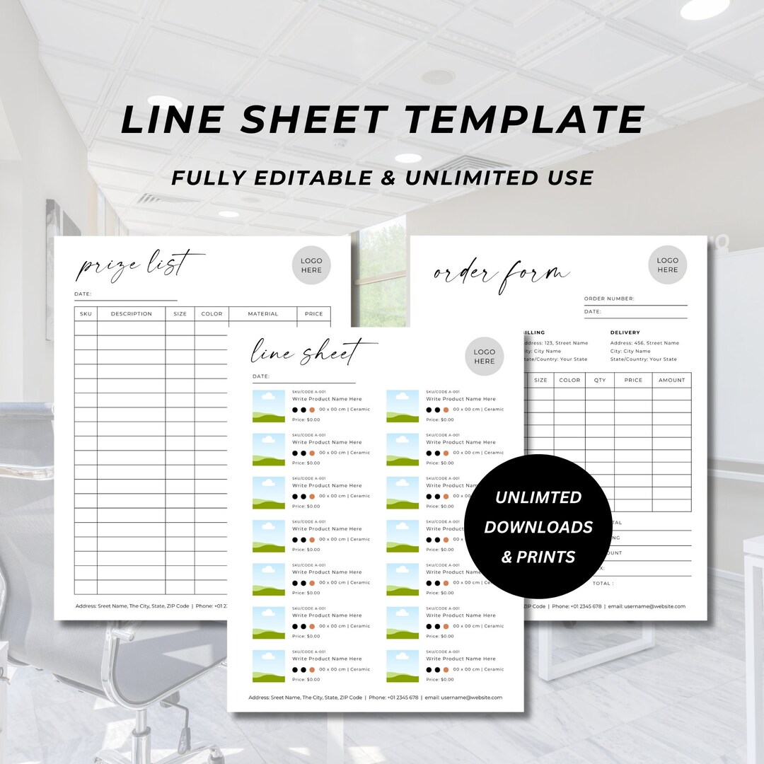 Wholesale Product Line Sheet, Price List Template, Order Form Template ...