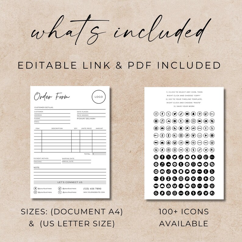 Printable Order Form for Small Business, Order Form Editable Template ...