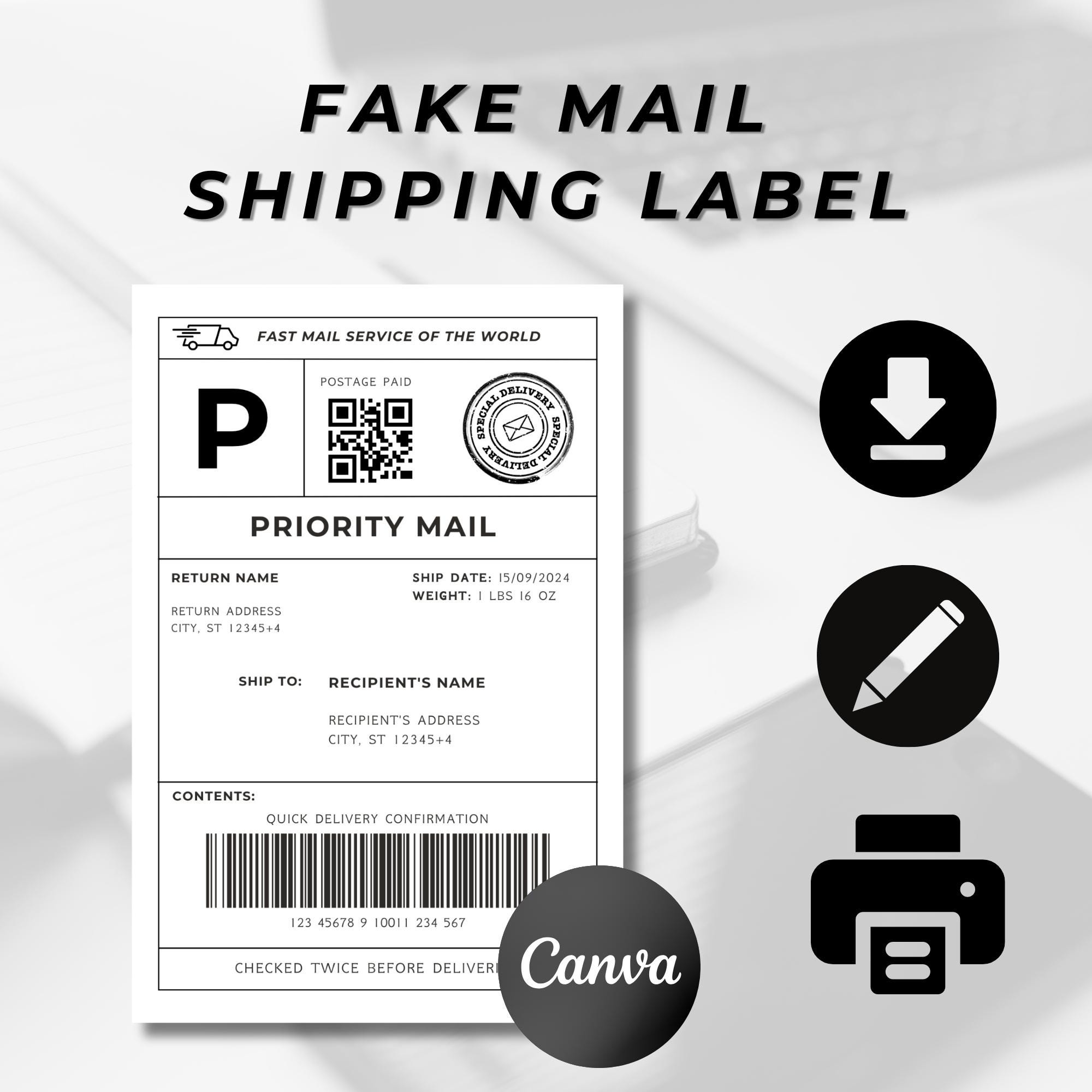 Editable Shipping Label Template: Personalized Mail Label (canva ...