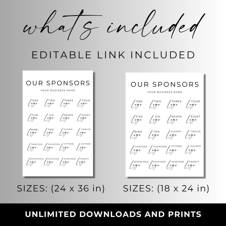 Event Sponsors Logos Sign, Editable Event Sponsor Logo Sign, Business ...