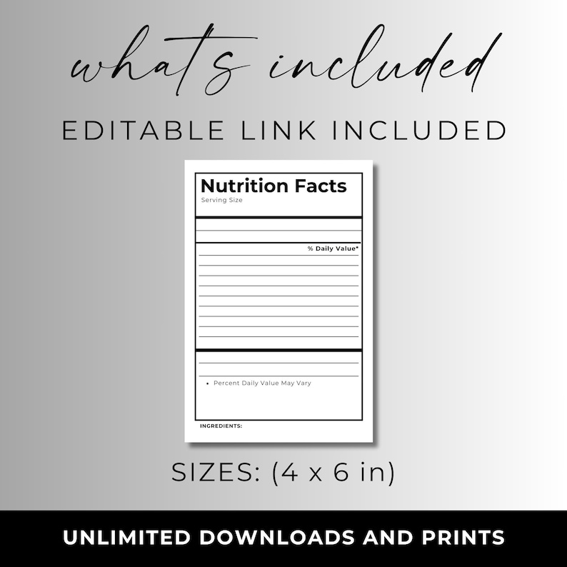 Blank Fillable Nutrition Facts, Nutrition Label Template, Nutritional ...