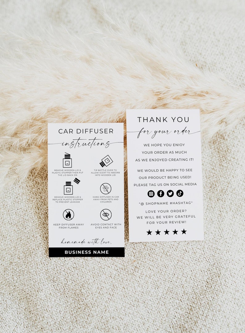 Car Diffuser Care Card Template: Small Business Thank You (canva ...