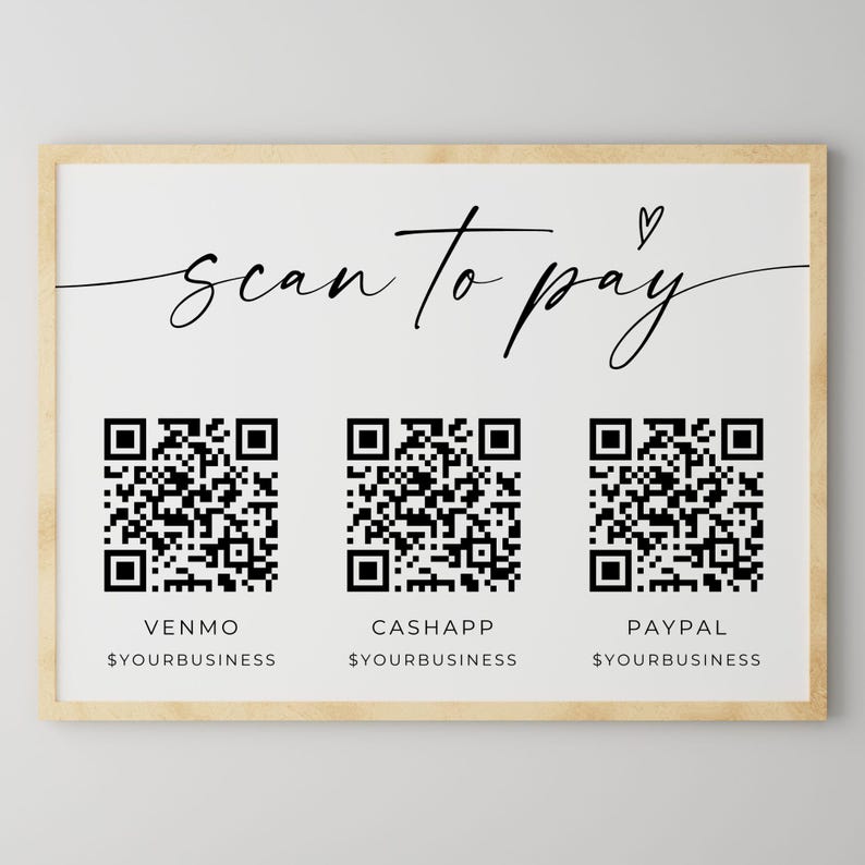 QR Code Sign Business Scan to Pay, Editable QR Code Sign, Small ...
