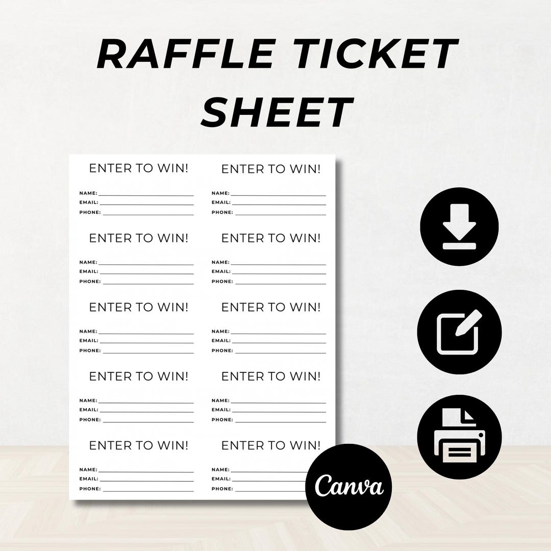 Raffle Ticket Template, Raffle Ticket Form, Enter to Win Ticket ...