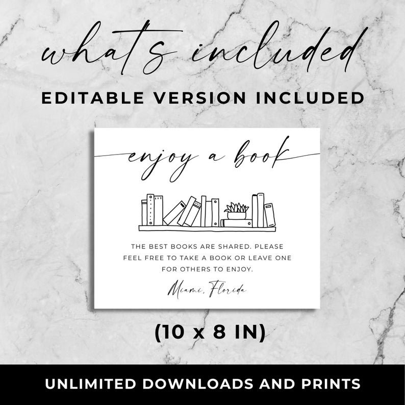 Editable Airbnb Library Sign, Book Sharing Template, Airbnb Library ...