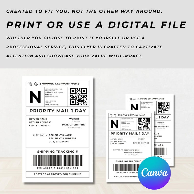 Editable Shipping Label Template: Personalized Mail Label, Canva ...