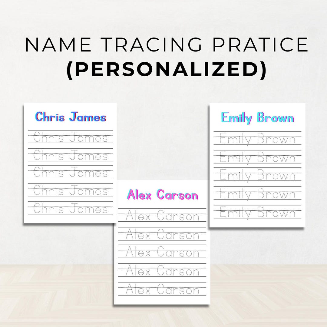 Custom Name Tracing Worksheets Printable, Handwriting Practice for Kids ...