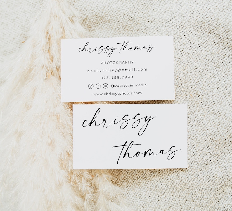 Business Card Template for Photographer, Minimalist Photo Business Cards, Modern Chic Business ...