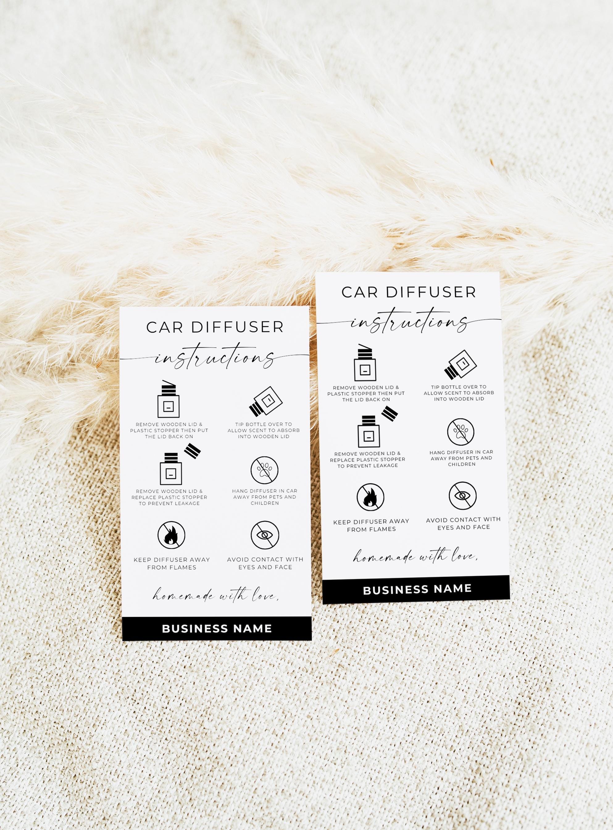 Car Diffuser Care Card Canva, Small Business Care Instructions, Car Air ...