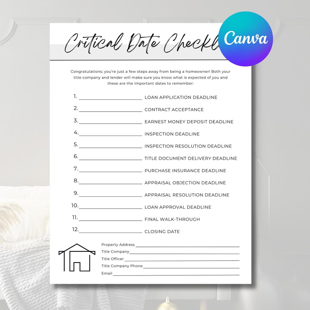 Critical Date Checklist, Real Estate Market, Real Estate Resource, Home ...