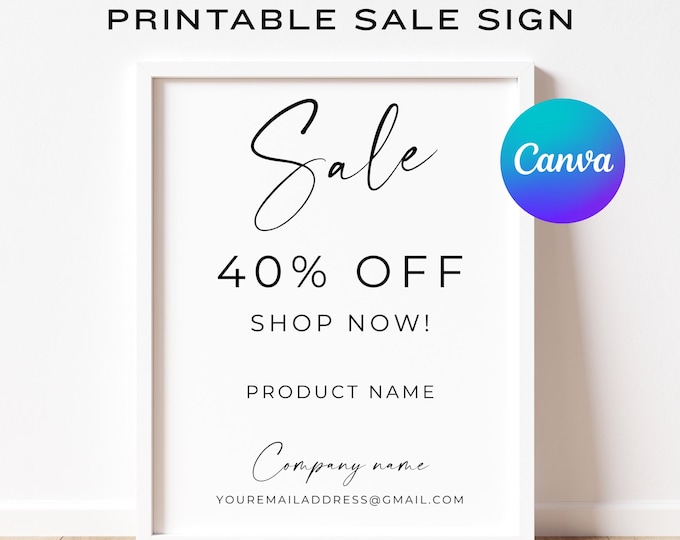 Editable Sale Sign Template, Printable Small Business Sign, Craft ...