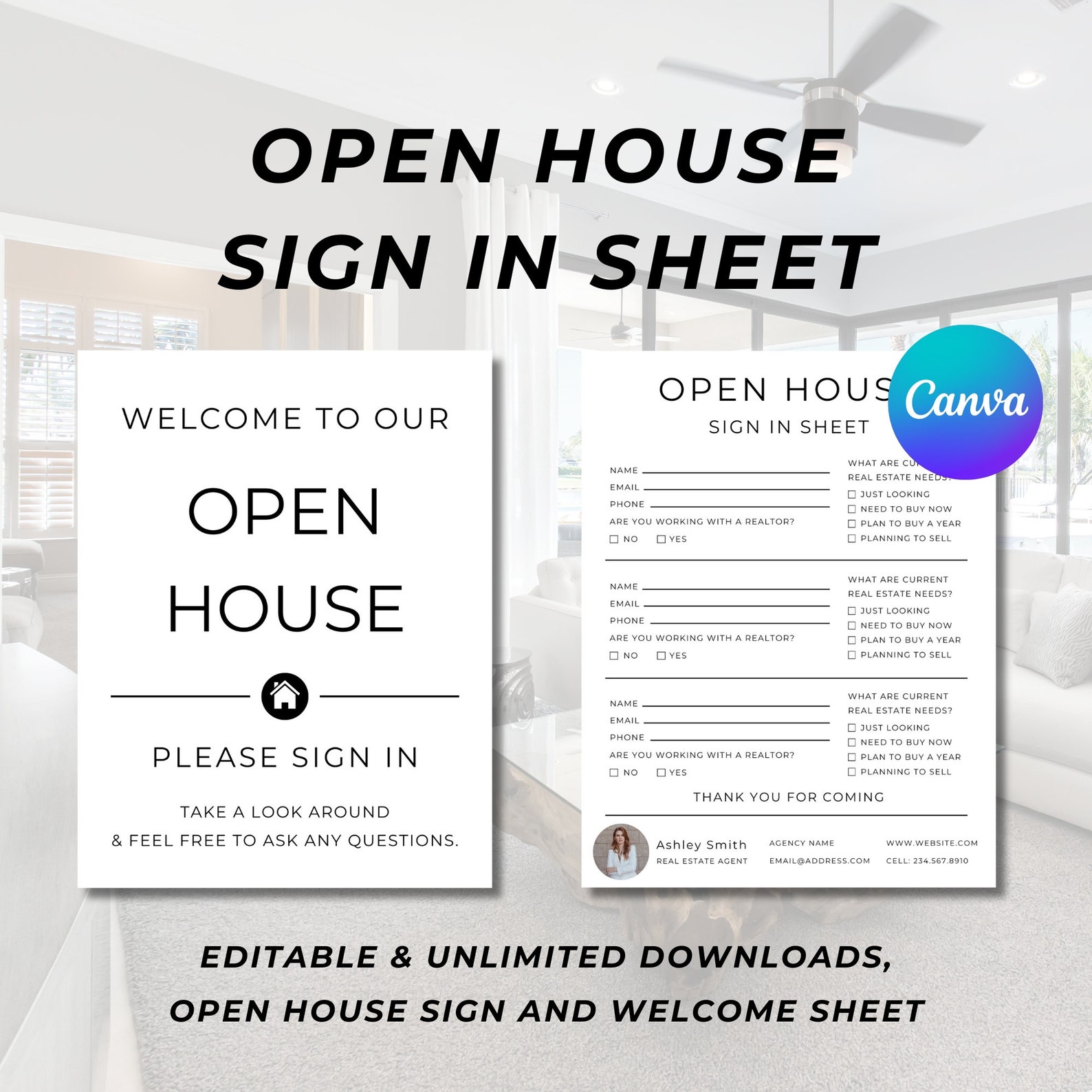 Realtor Open House Sign in Sheet, Real Estate Marketing, Open House ...