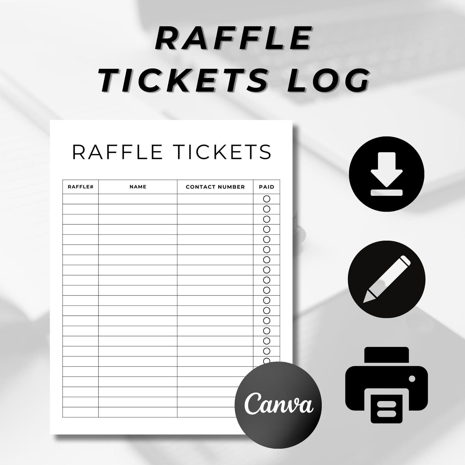 Raffle Tracker Template, Ticket Sales Tracker, Raffle Log, Raffle ...