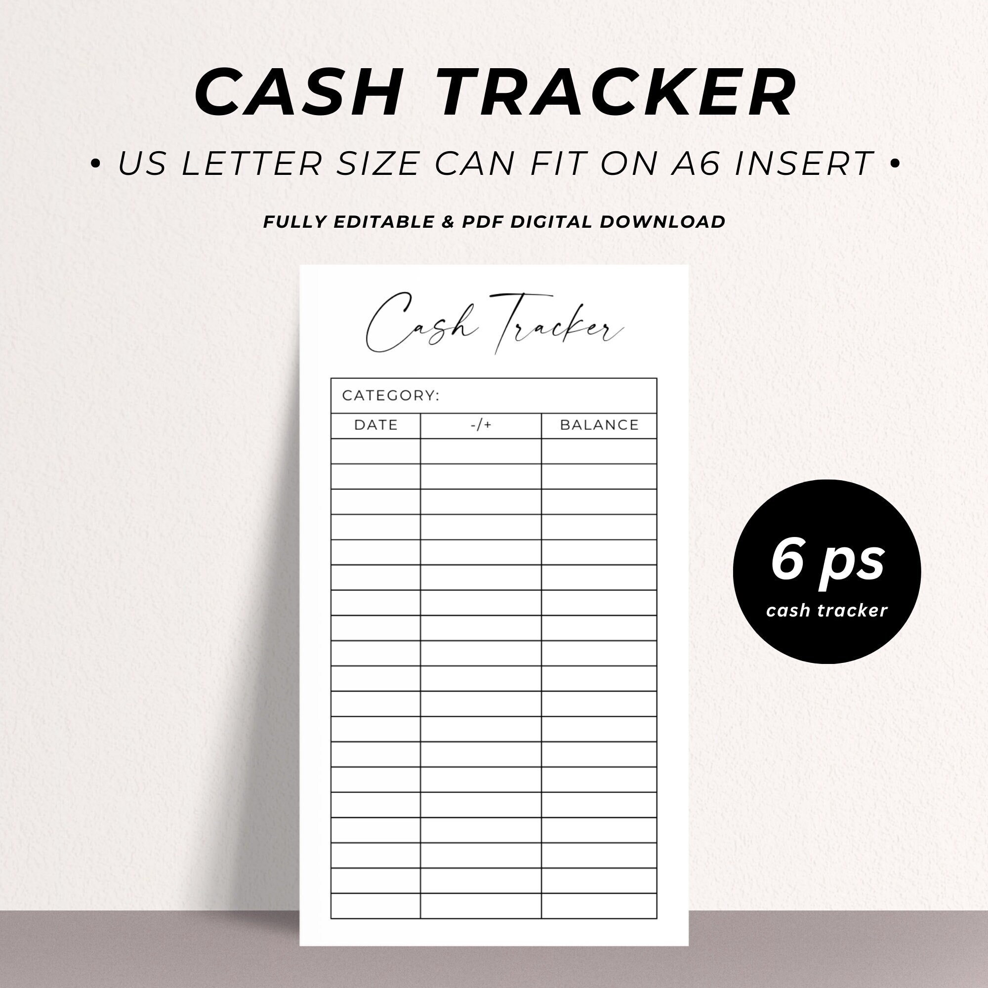Cash Envelope Expense Tracker, Cash Tracker Inserts, A6 Cash Tracker ...
