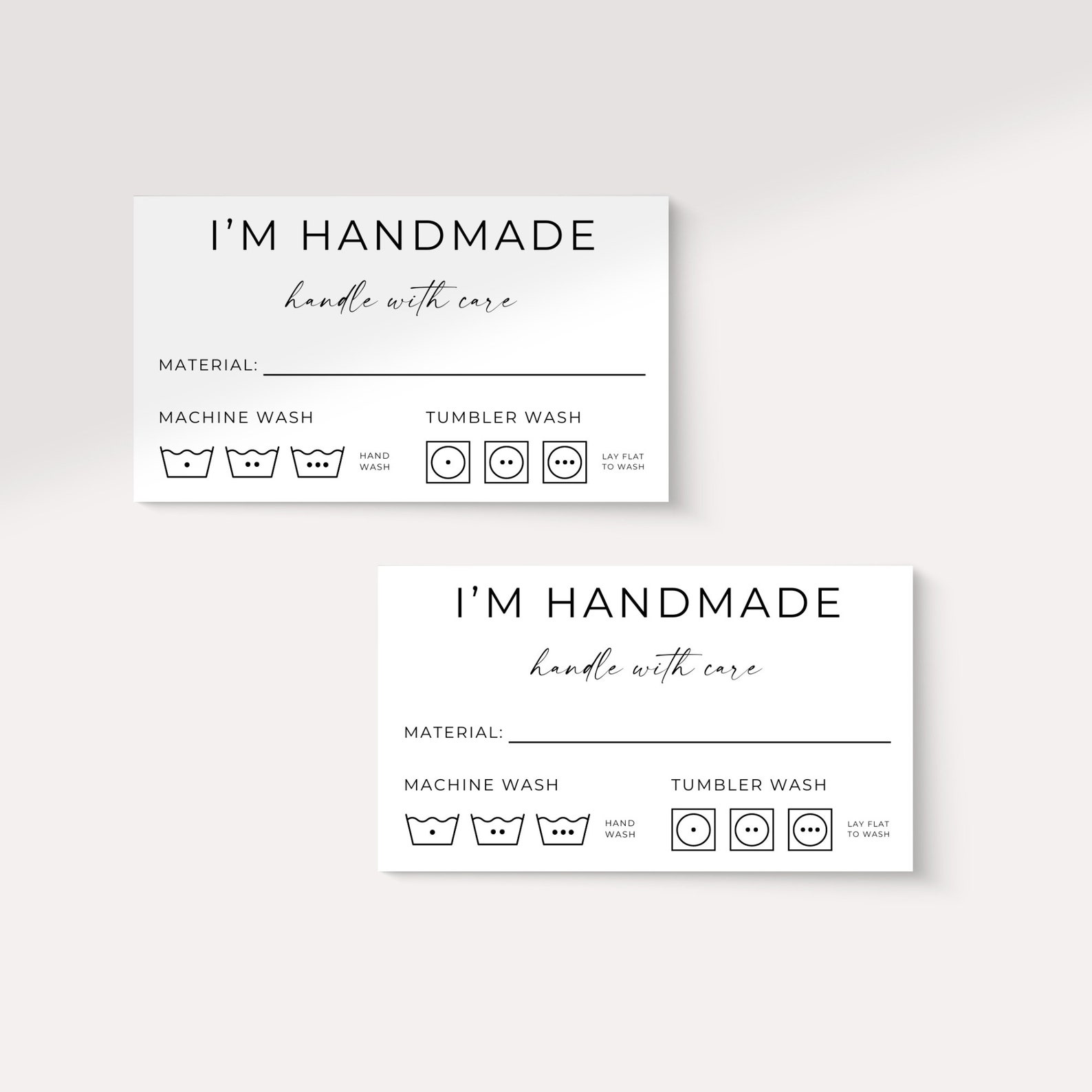 Handmade Care Tag Template, Custom Clothing Tags, Washing Instructions ...