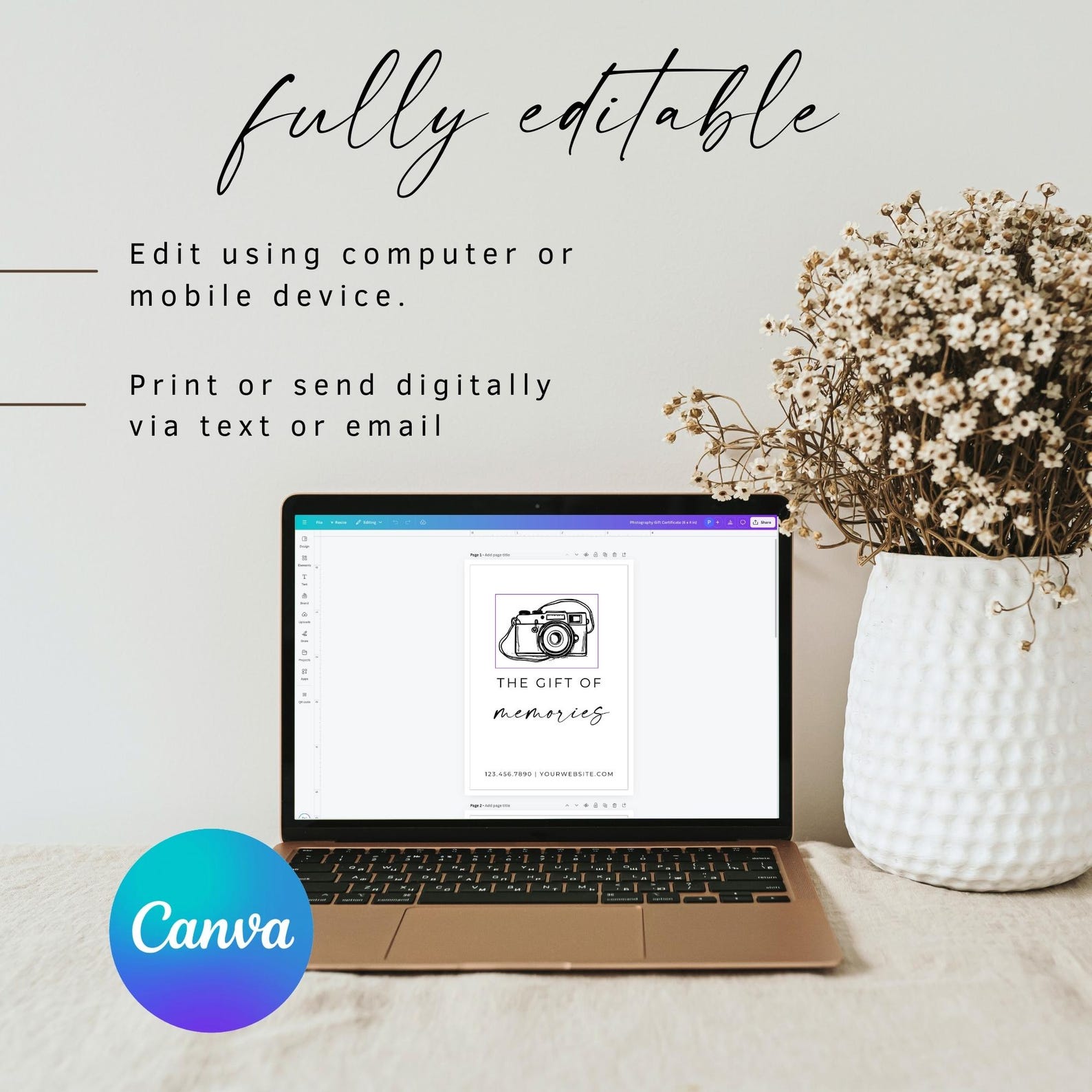 Photographer Gift Card Template, Photo Session Gift Certificate ...