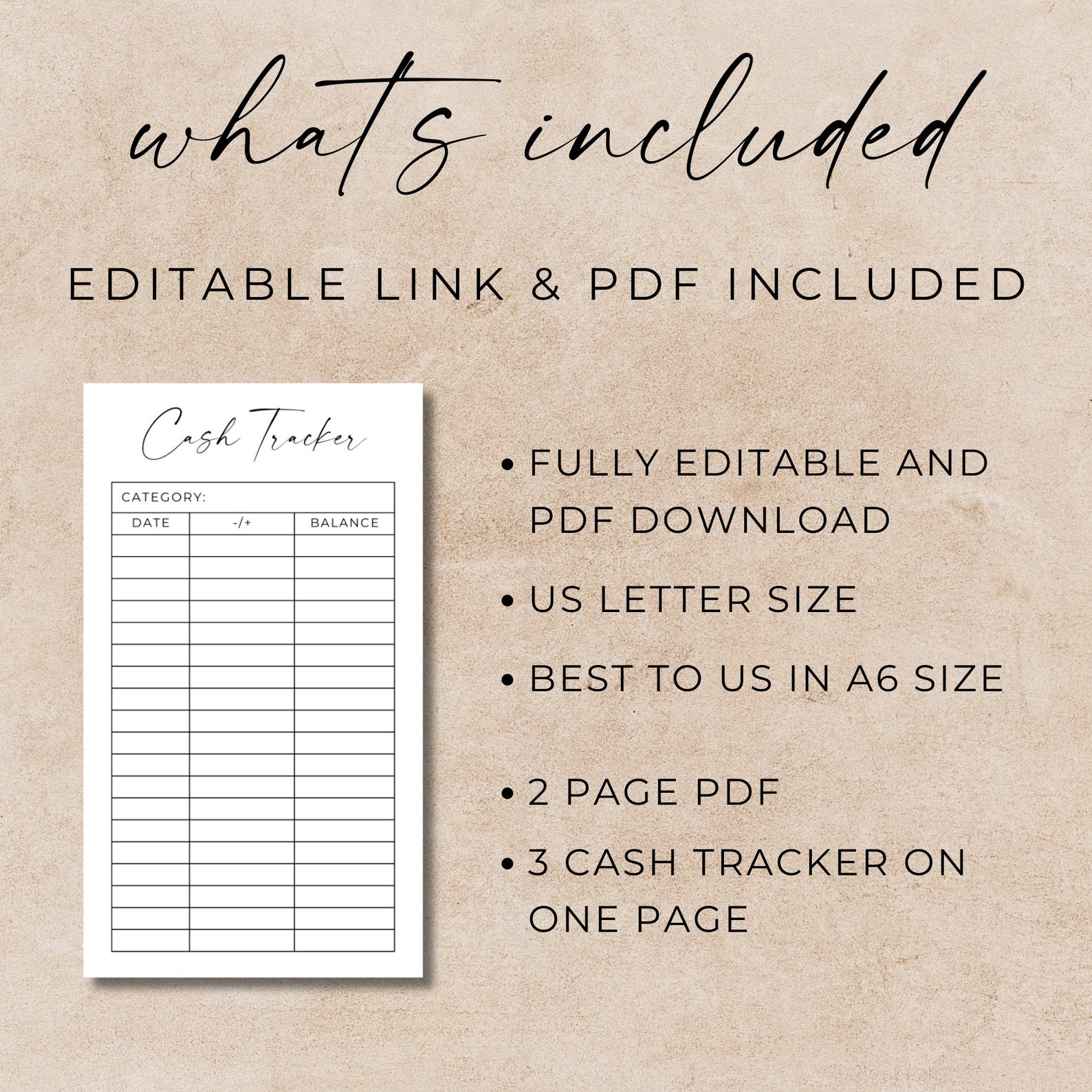 Cash Envelope Expense Tracker, Cash Tracker Inserts, A6 Cash Tracker ...