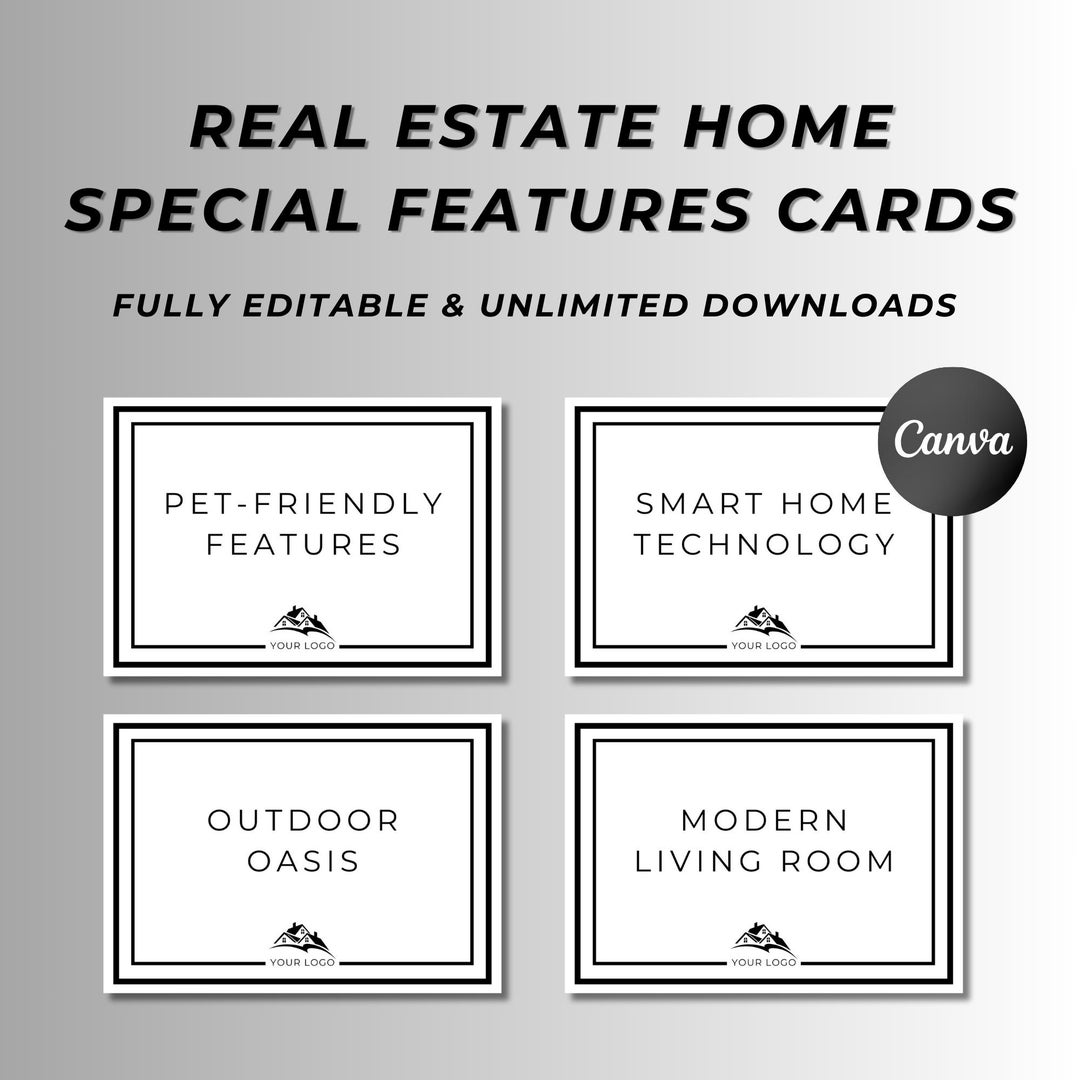 Real Estate Business Home Special Features Cards, Listing Agent ...
