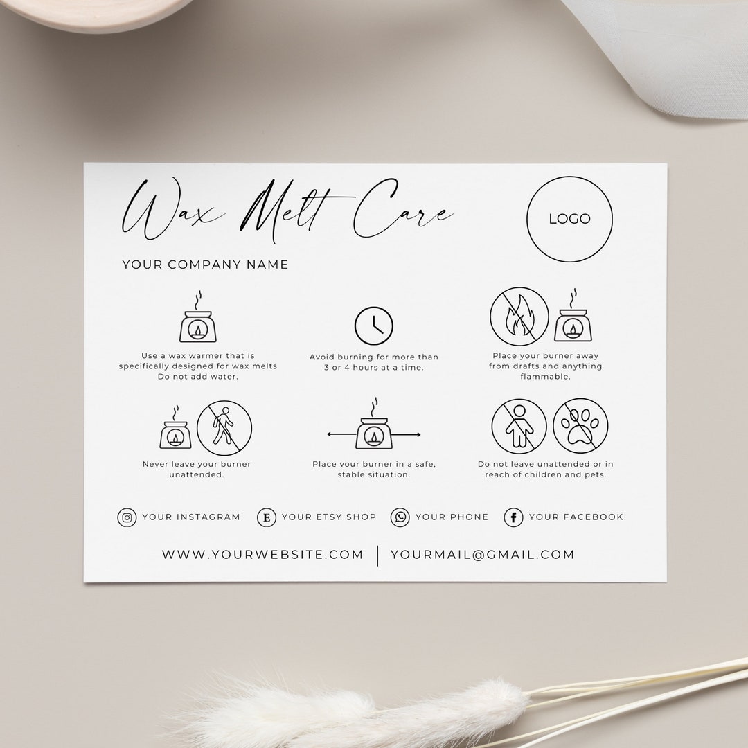 Wax Melt Care Card, Small Business Wax Melt Care Cards, Melts Care ...