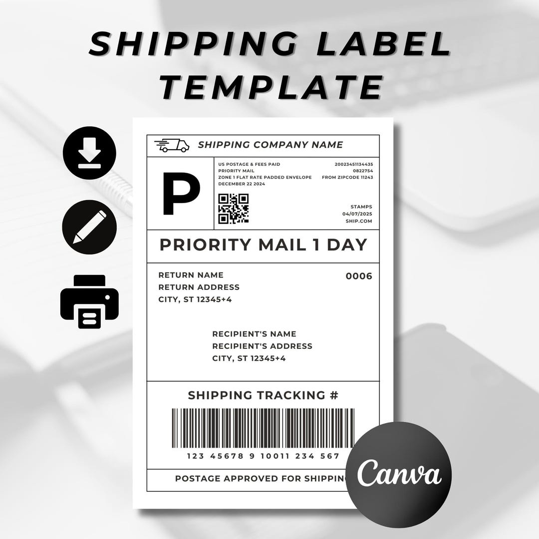 Editable Shipping Label Template, Fake Shipping Label, Personalized ...