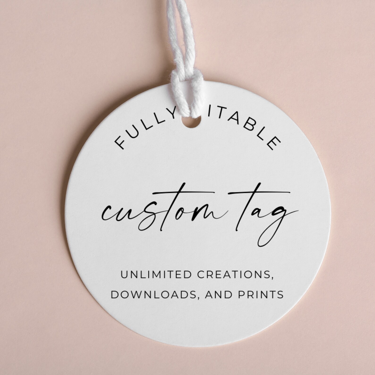 Custom Printed Business Round Tags, Editable Minimalist Round Tags ...