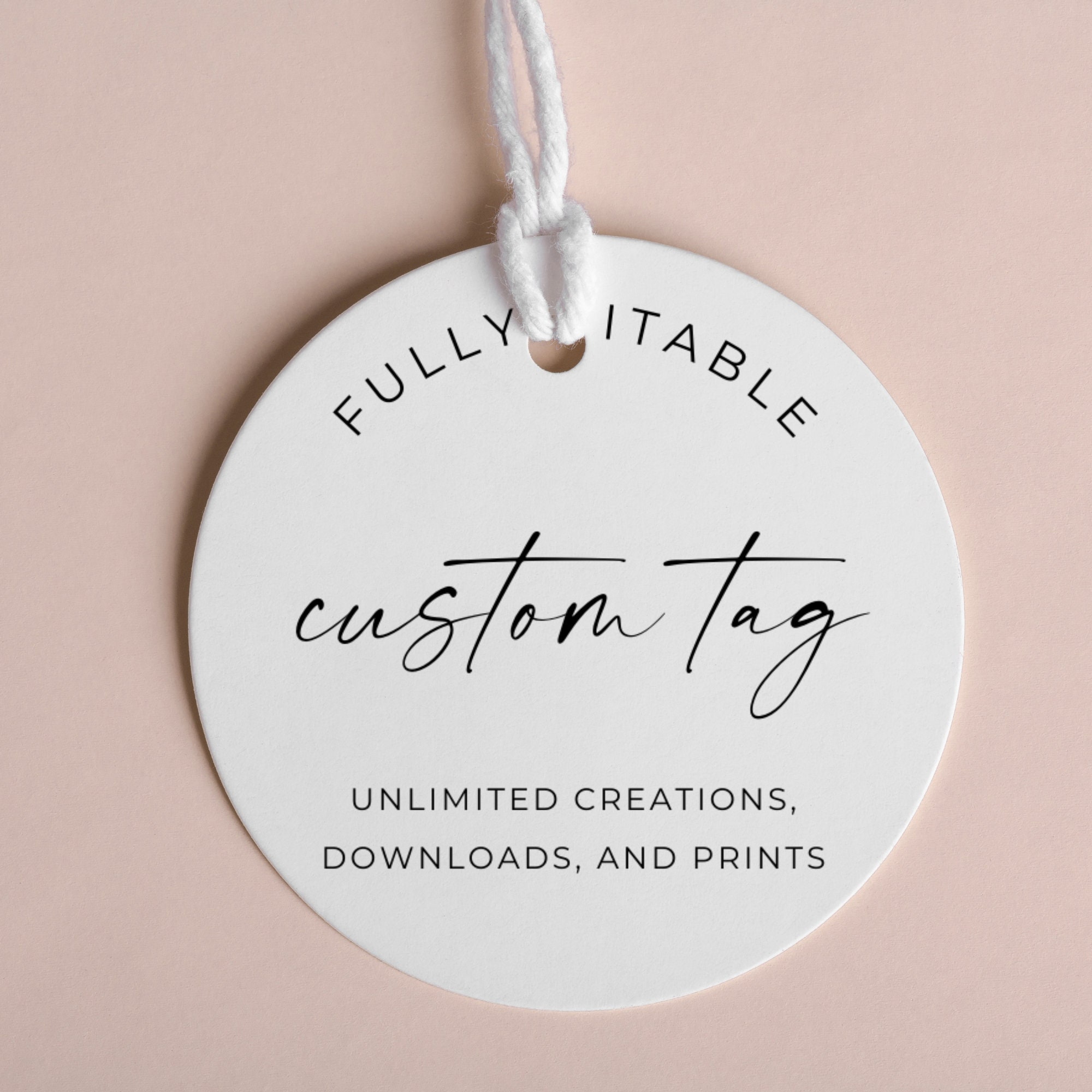 Custom Printed Business Round Tags, Editable Minimalist Round Tags ...
